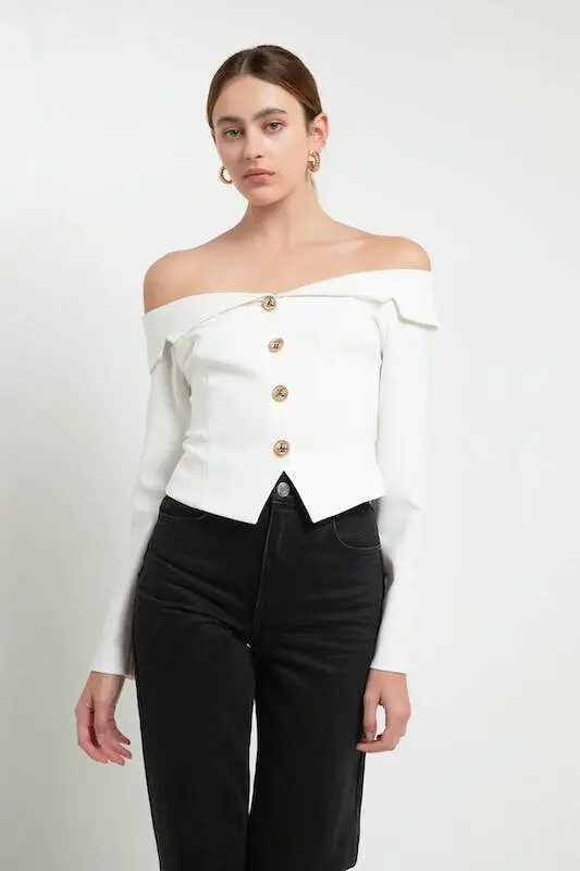 Endless Rose Stretched Off The Shoulder Blazer Top