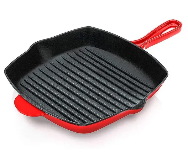 NUTRICHEF Cast Iron Square Skillet Grill Pan - One-color