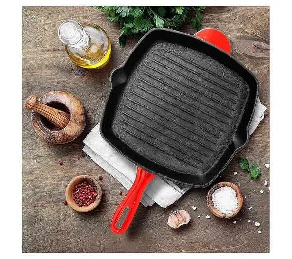 NUTRICHEF Cast Iron Square Skillet Grill Pan