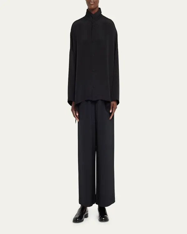 Eskandar Wide Fit Shirt - Black