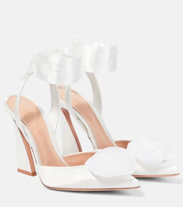GIANVITO ROSSI Flower-embellished Satin Pumps - White