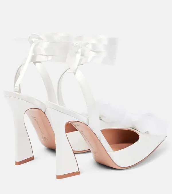 GIANVITO ROSSI Flower-embellished Satin Pumps