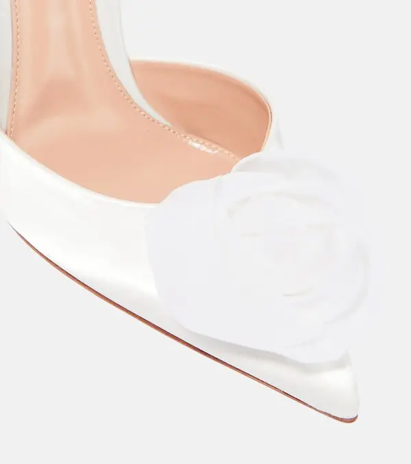 GIANVITO ROSSI Flower-embellished Satin Pumps