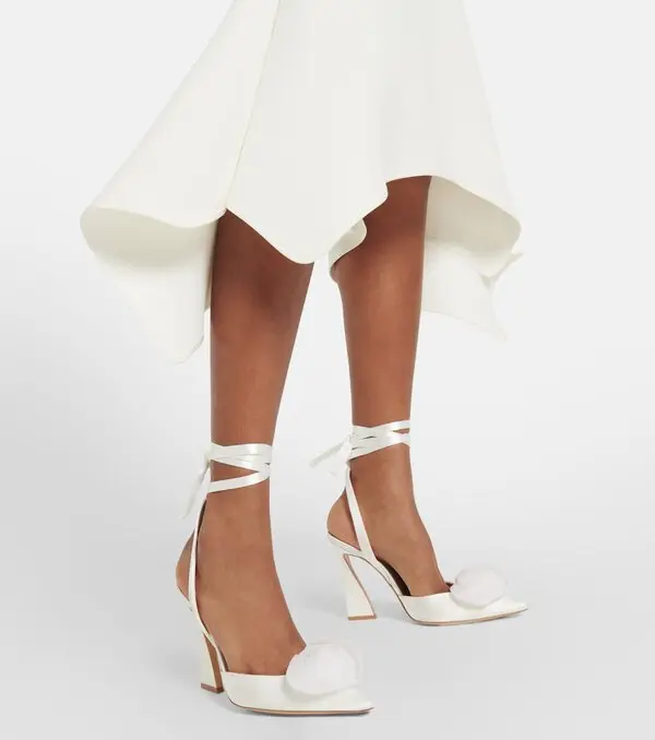 GIANVITO ROSSI Flower-embellished Satin Pumps