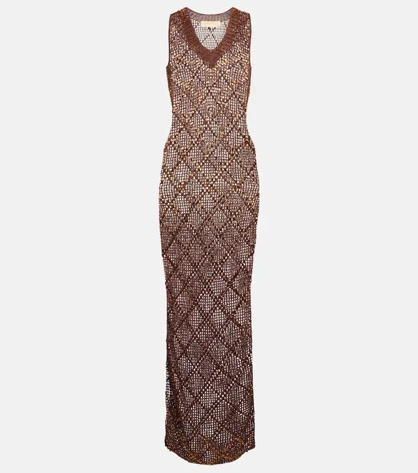 sachin and babi light blue dress Cordera Handmade Crochet Dress, Dark Brown