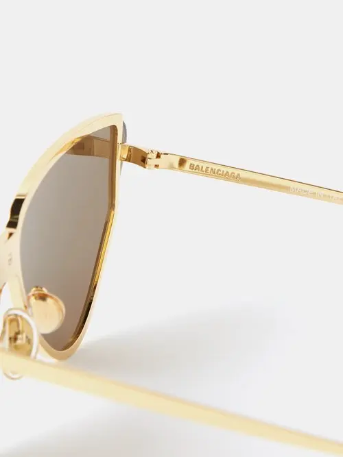 Balenciaga Shield 2.0 Cat-Eye Metal Sunglasses In Gold - 60  display picture 2