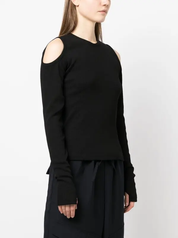 IOANA CIOLACU Fine-ribbed Cold-shoulder Top