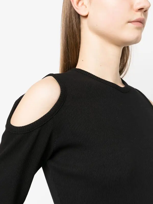 IOANA CIOLACU Fine-ribbed Cold-shoulder Top
