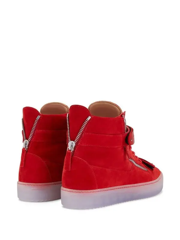 GIUSEPPE ZANOTTI Coby Velour Mid-top Sneakers - Red
