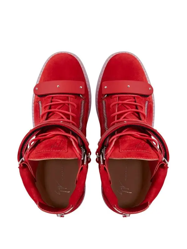 GIUSEPPE ZANOTTI Coby Velour Mid-top Sneakers - Red