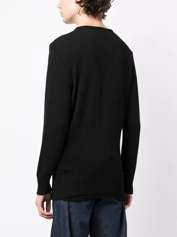 PORTS V Logo-patch Crew-neck Jumper - Black