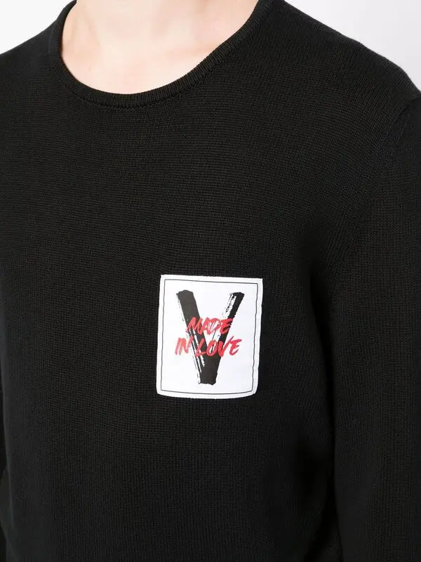 PORTS V Logo-patch Crew-neck Jumper - Black