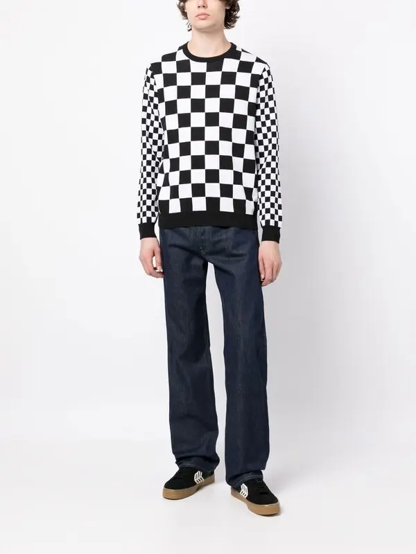 PORTS V Checkerboard-print Knit Jumper