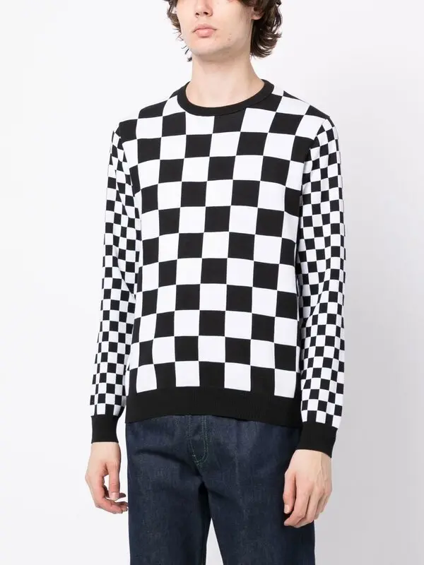 PORTS V Checkerboard-print Knit Jumper