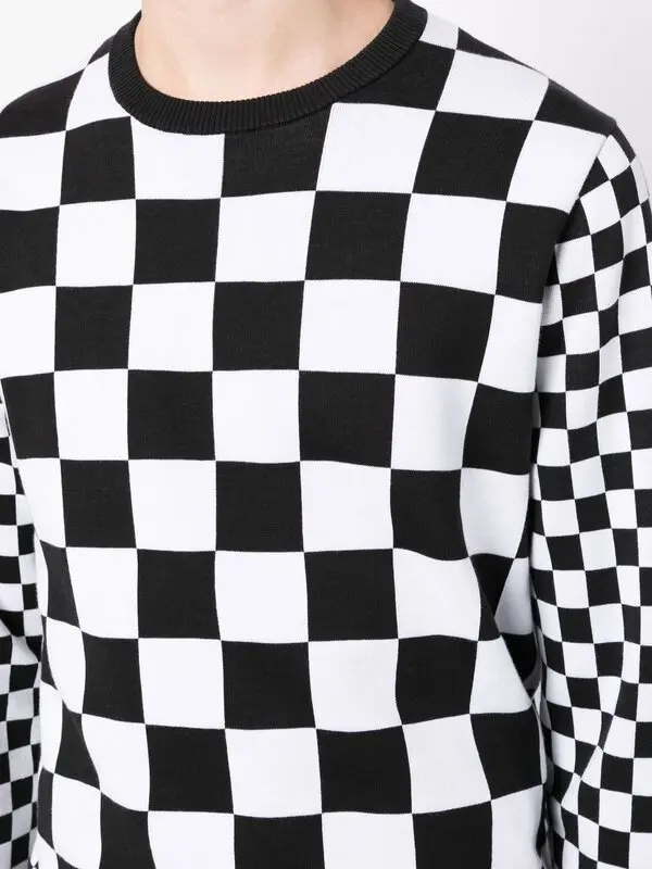 PORTS V Checkerboard-print Knit Jumper