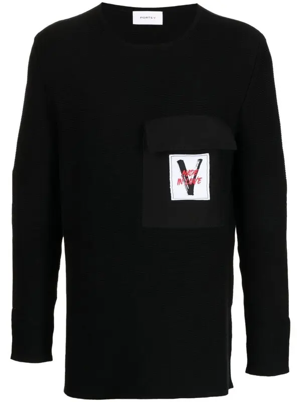 PORTS V Logo-patch Crew-neck Jumper
