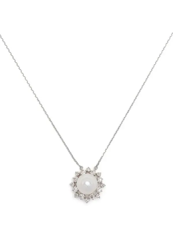 TASAKI 18kt White Gold Akoya Pearl And Diamond Necklace - Silver