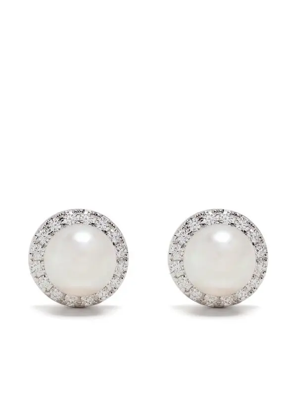 TASAKI 18kt White Gold Akoya Pearl And Diamond Earrings - Silver