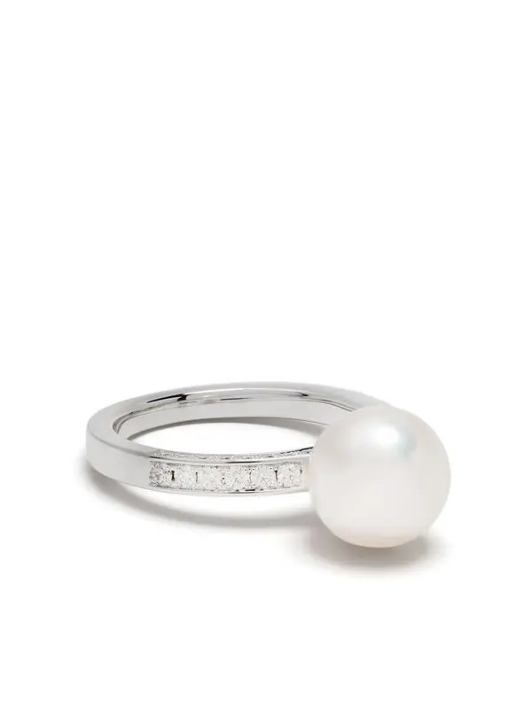 TASAKI 18kt White Gold Akoya Pearl And Diamond Ring - Silver