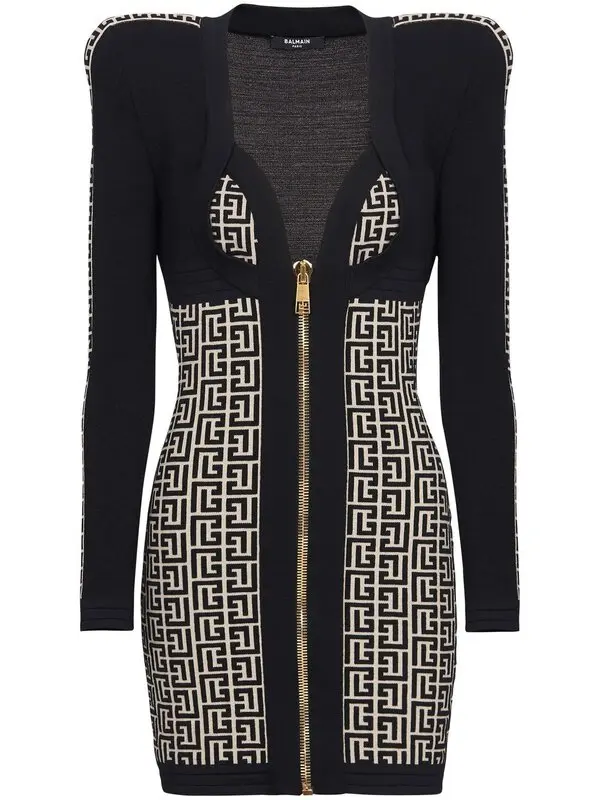 Balmain Pb Monogram Mini Dress