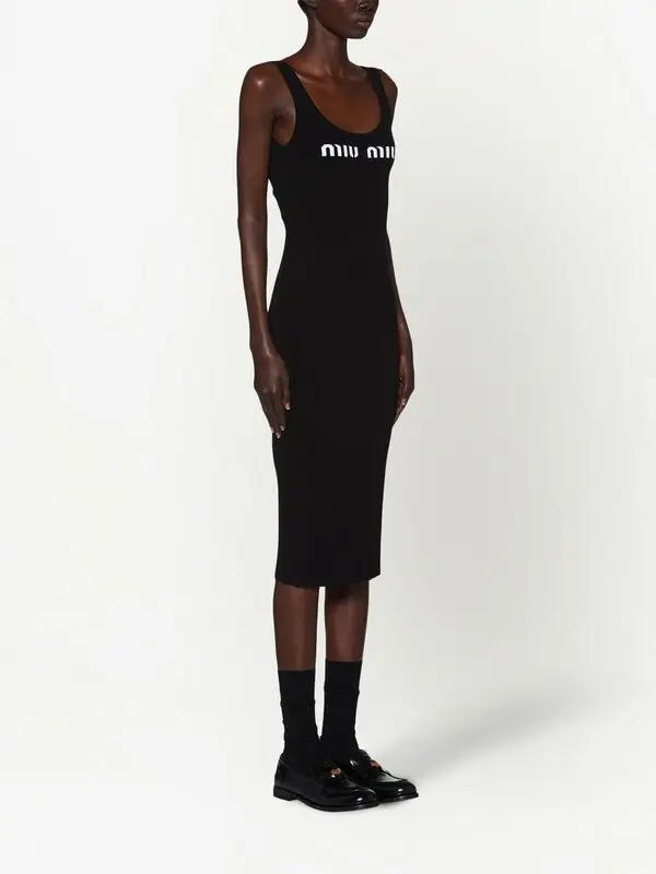 Miu Miu Logo-print Open-back Dress
