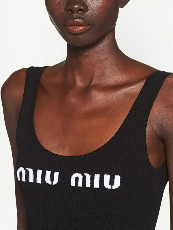 Miu Miu Logo-print Open-back Dress