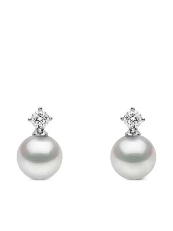 Yoko London 18kt White Gold Akoya Pearl And Diamond Earrings - Silver