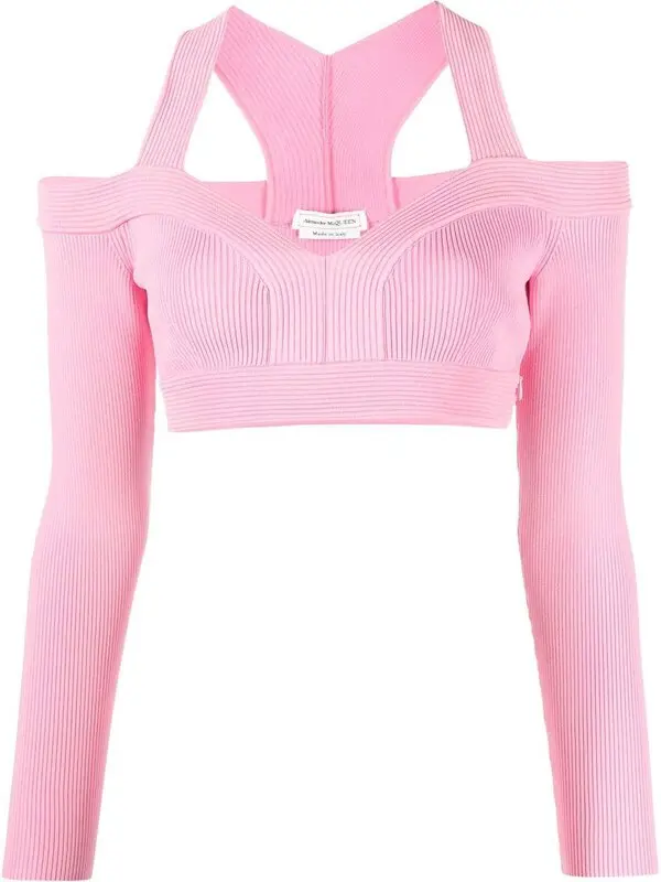 Alexander McQueen Cut-out Knit Top - Pink