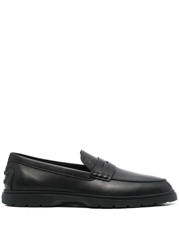 TOD'S Leather Penny Loafers - Black