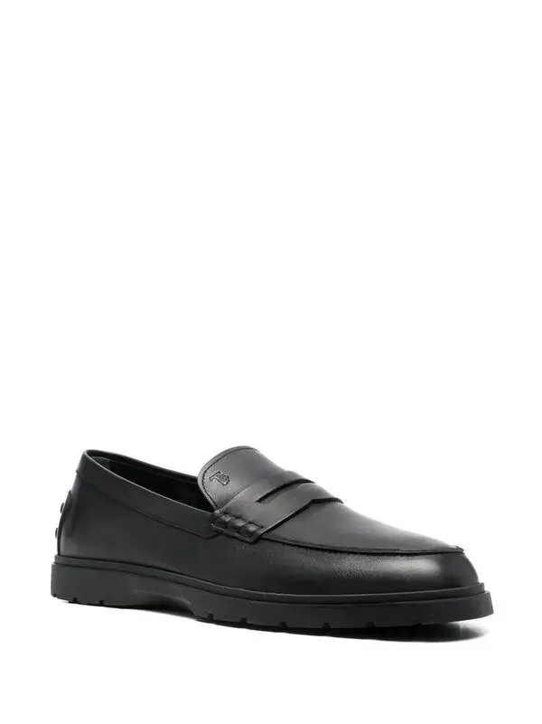 TOD'S Leather Penny Loafers - Black