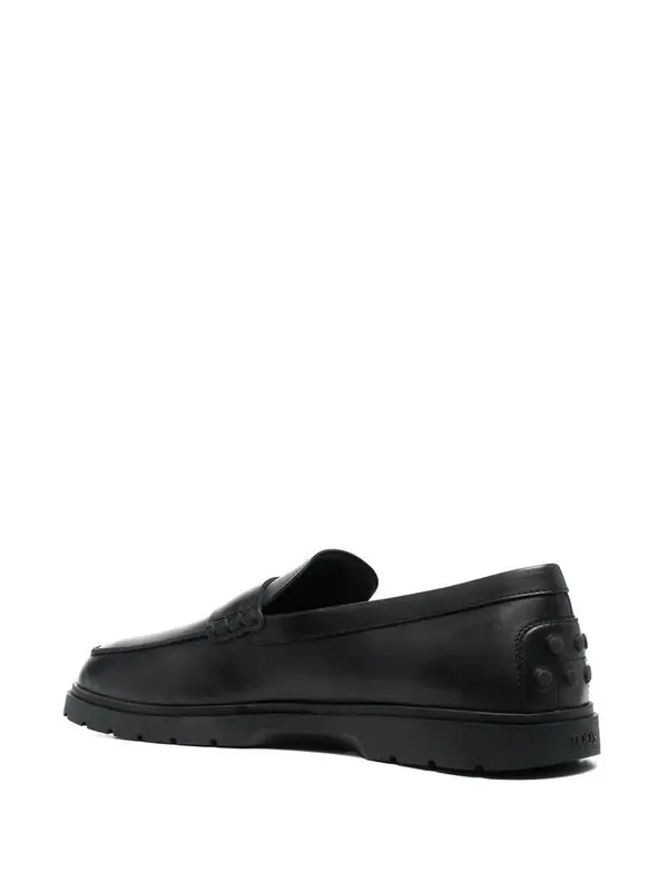 TOD'S Leather Penny Loafers - Black