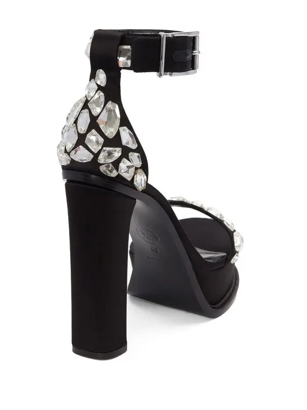 Alexander McQueen 120mm Crystal Platform Satin Sandals