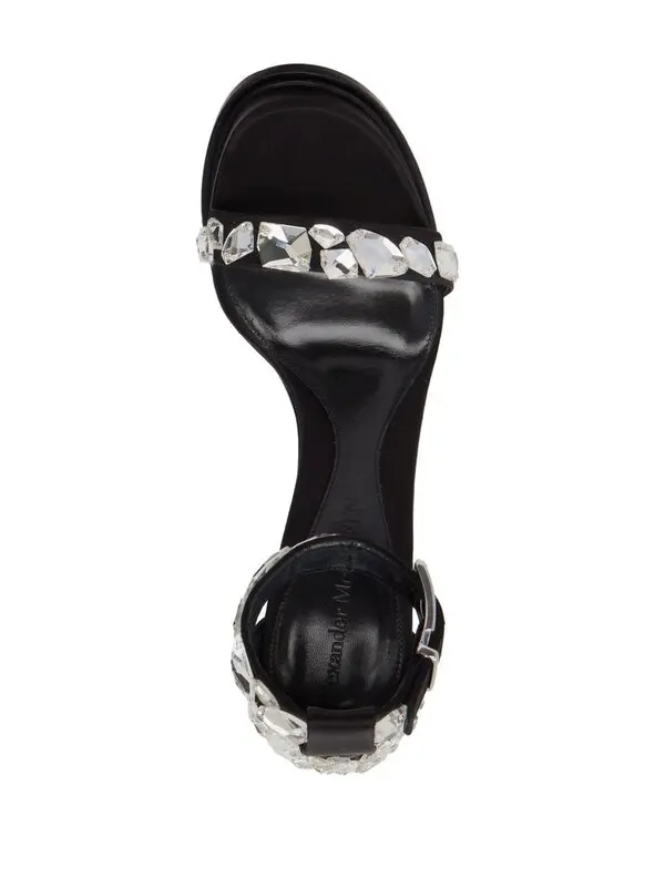 Alexander McQueen 120mm Crystal Platform Satin Sandals