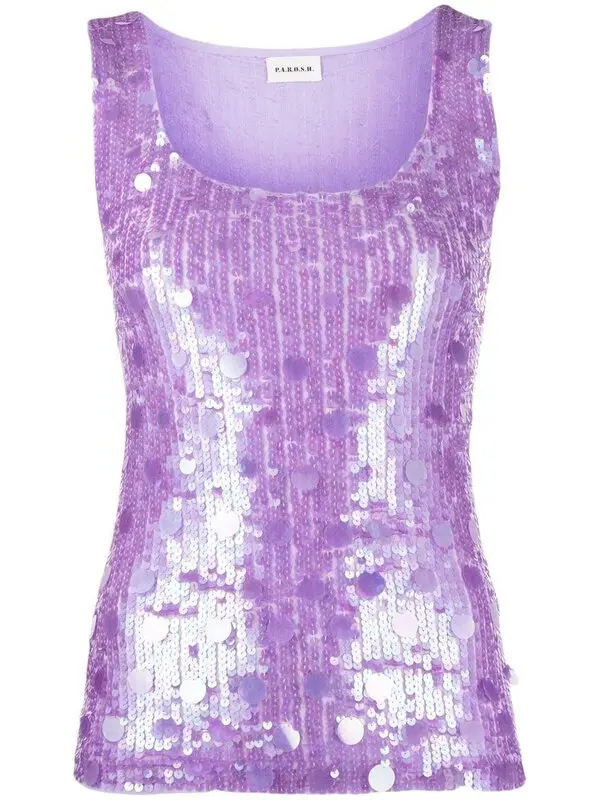 P.a.r.o.s.h Sequin-embellished Midi Dress - Purple