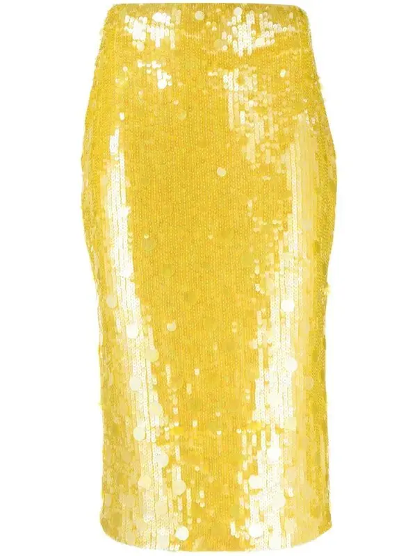 P.a.r.o.s.h Sequin-embellished Midi Skirt - Yellow