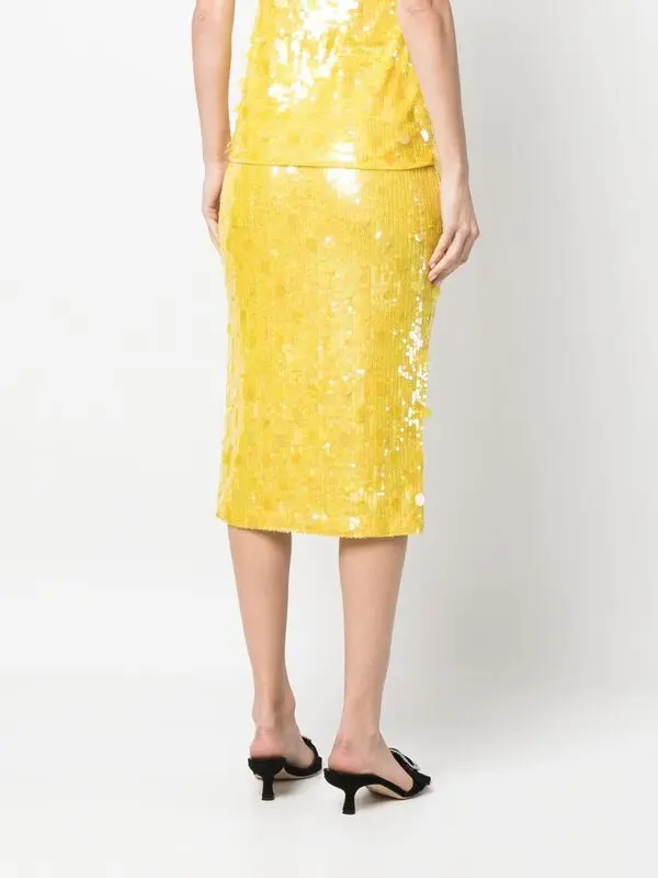 P.a.r.o.s.h Sequin-embellished Midi Skirt - Yellow