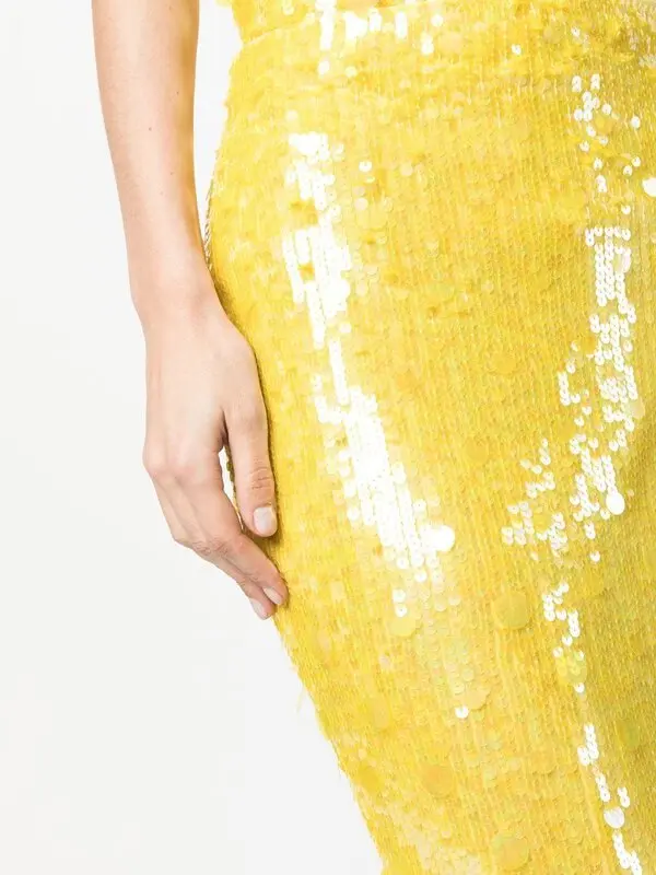 P.a.r.o.s.h Sequin-embellished Midi Skirt - Yellow