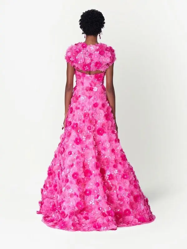 Carolina Herrera Floral-embroidered Shrug Dress