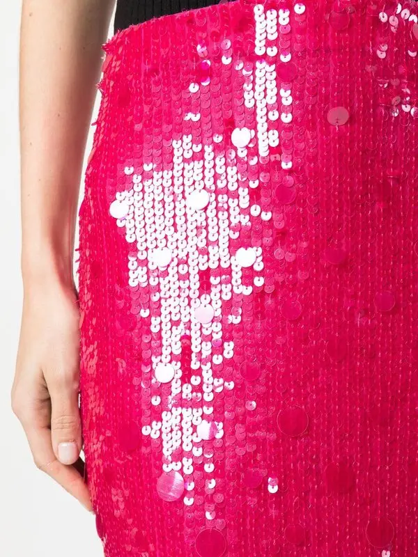 P.a.r.o.s.h Sequin-embellished Midi Skirt - Pink