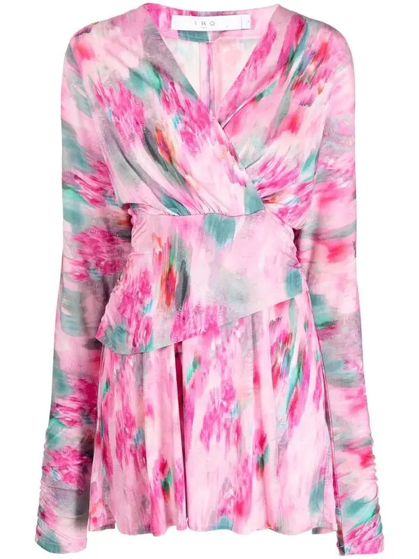 IRO PARIS Abstract-print Mini Dress - Pink