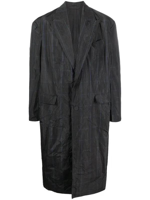 Balenciaga Prince Of Wales Check Trench Coat - Grey