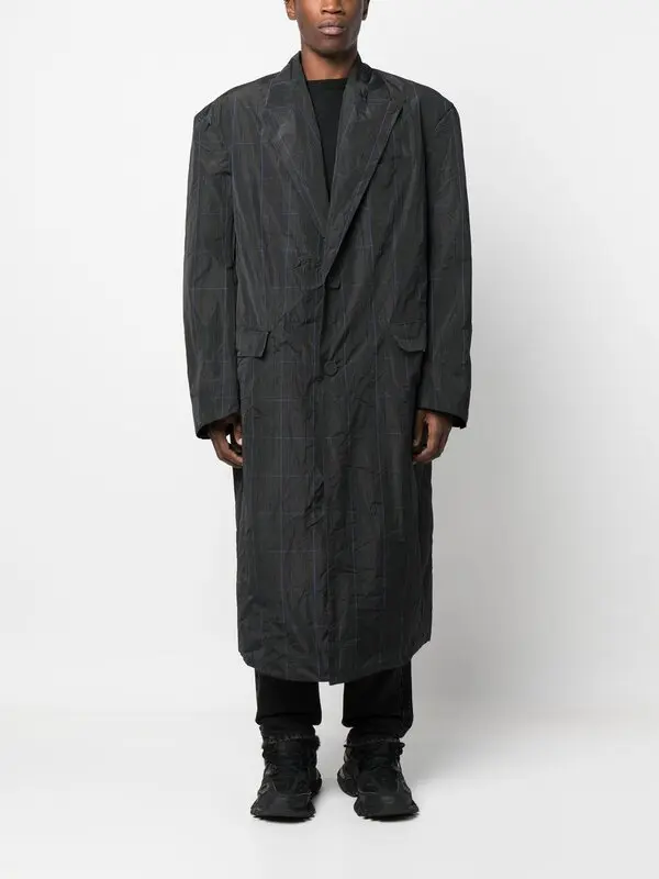 Balenciaga Prince Of Wales Check Trench Coat - Grey