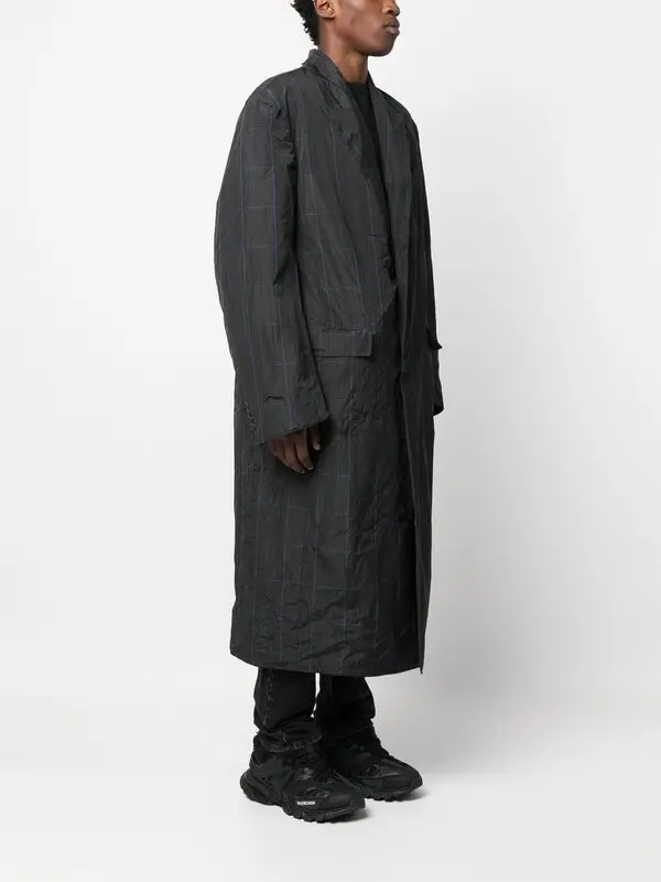 Balenciaga Prince Of Wales Check Trench Coat - Grey