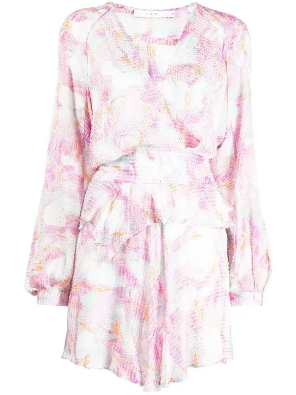 IRO PARIS Textured-finish Floral-print Dress - Pink