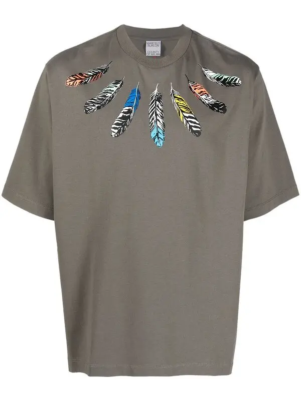 COUNTY OF MILAN Feathers Detail T-shirt - Grey