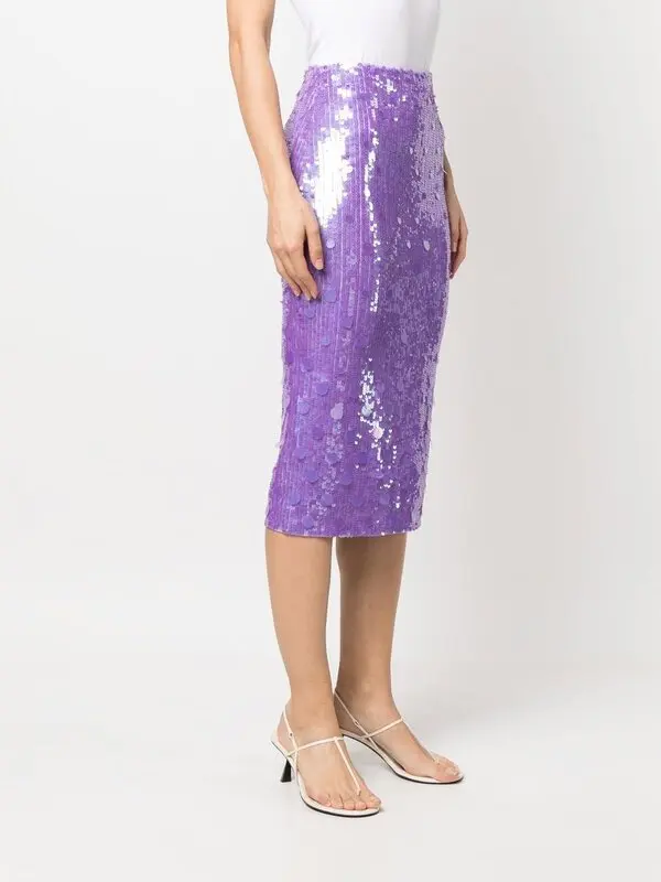 P.a.r.o.s.h Sequin-embellished Midi Pencil Skirt - Purple