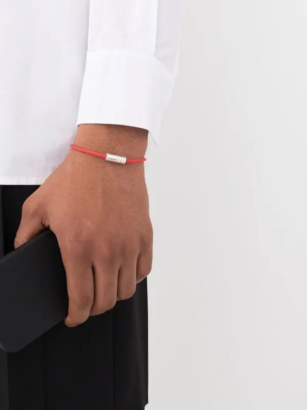 Le Gramme Engraved-logo Bracelet - Red