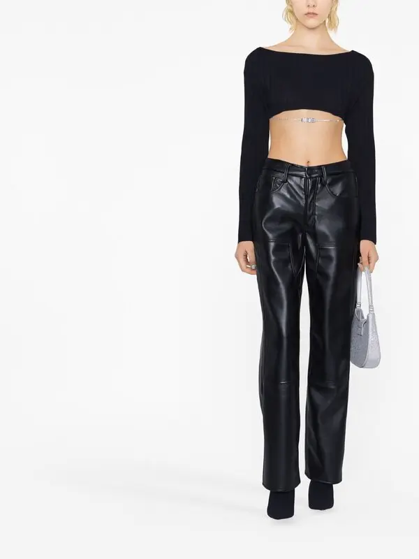 Gcds Logo-chain Cropped Knitted Top