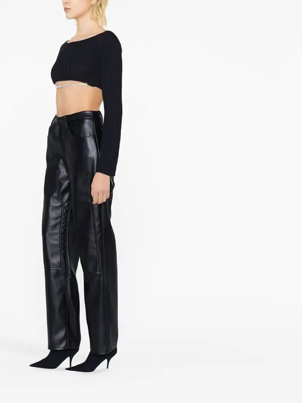 Gcds Logo-chain Cropped Knitted Top