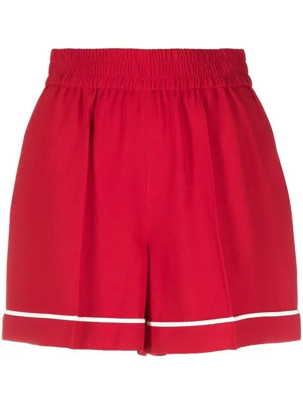 Red Valentino Contrast-trim Crepe Shorts - Red